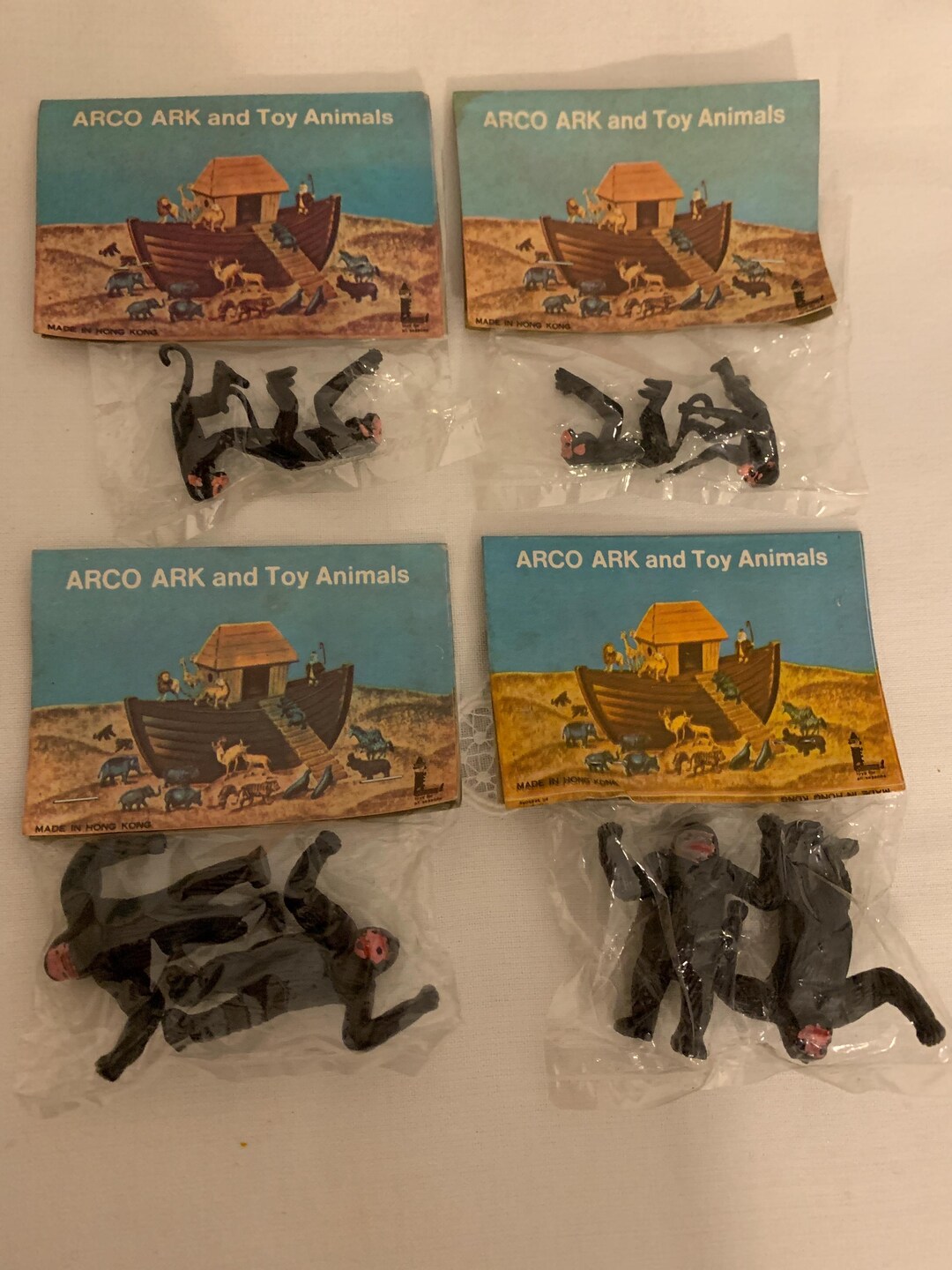 ARCO ARK and Toy Animals 1970s Unopened 2 Pkgs of Monkeys & 2 Pkgs of ...