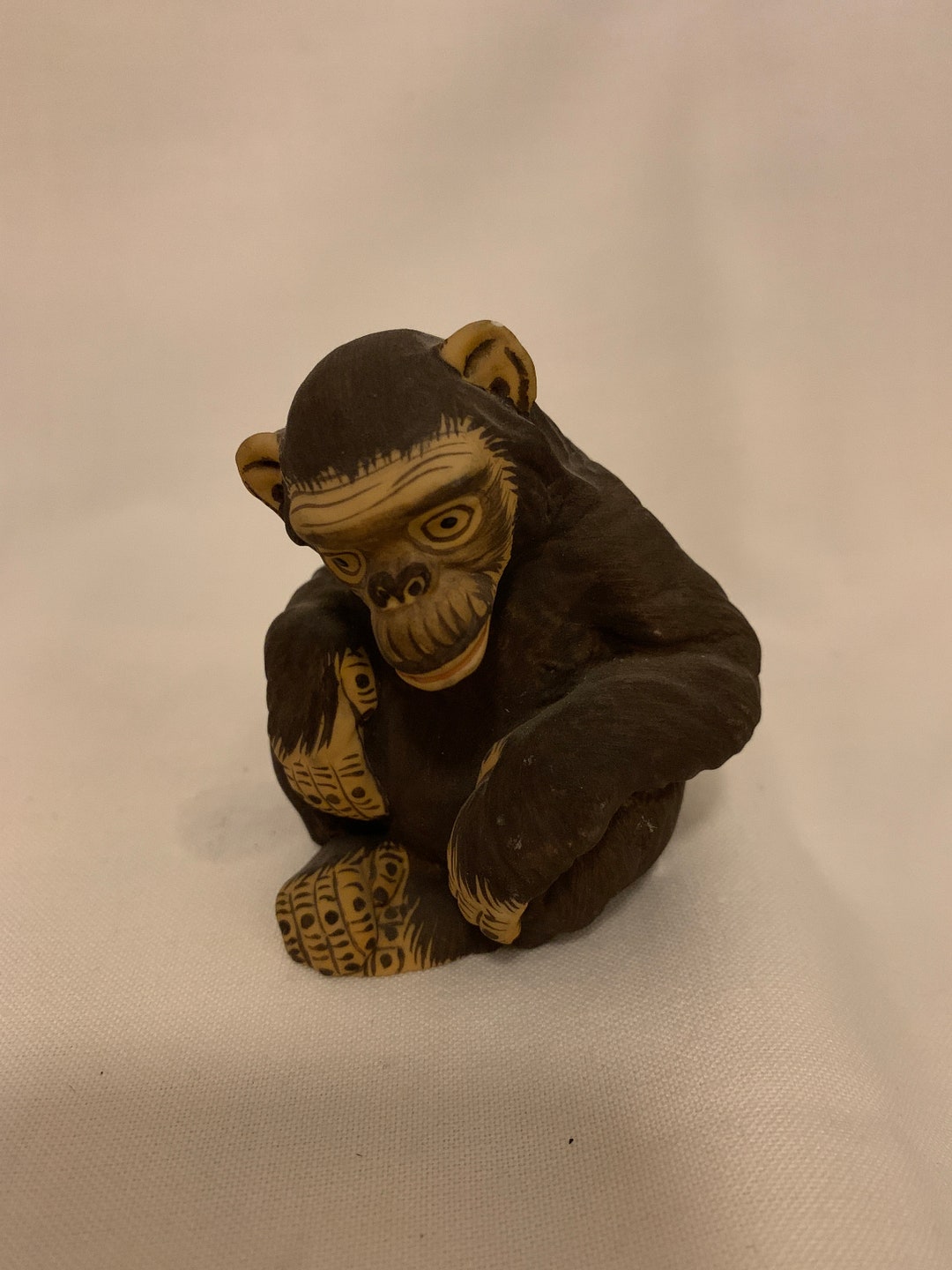 Spanish Sculptor C. Martinu's Sitting Monkey Porcelain Bisque Figurine ...