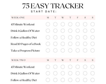 75 Day Soft/ Easy Challenge Habit Tracker Digital Download - Etsy