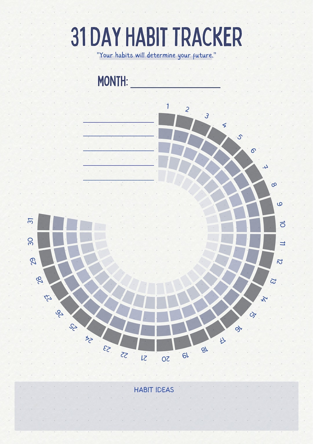 31 Day Habit Tracker - Etsy