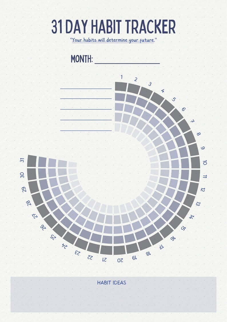 31 Day Habit Tracker - Etsy