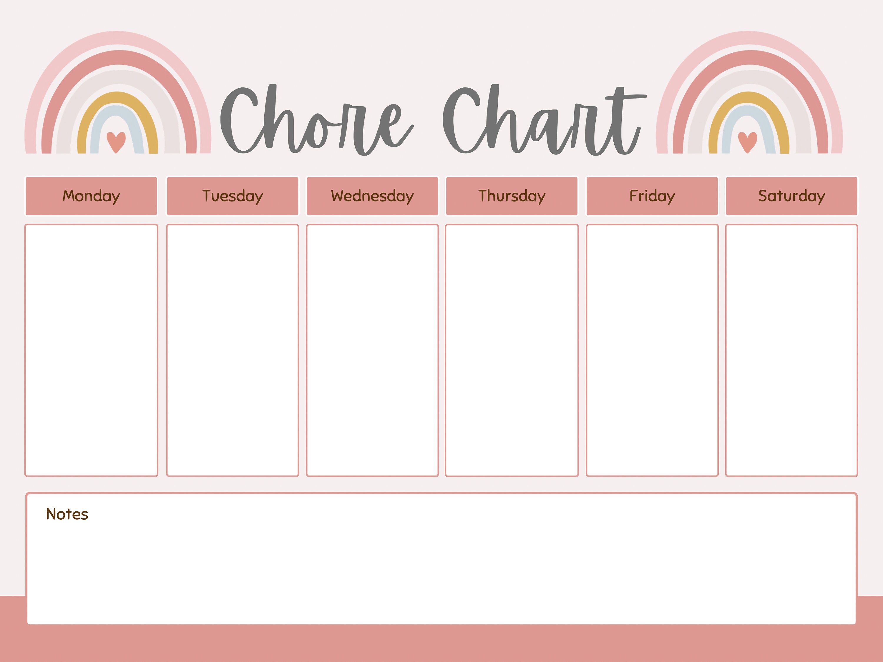 Rainbow Chore Chart - Etsy