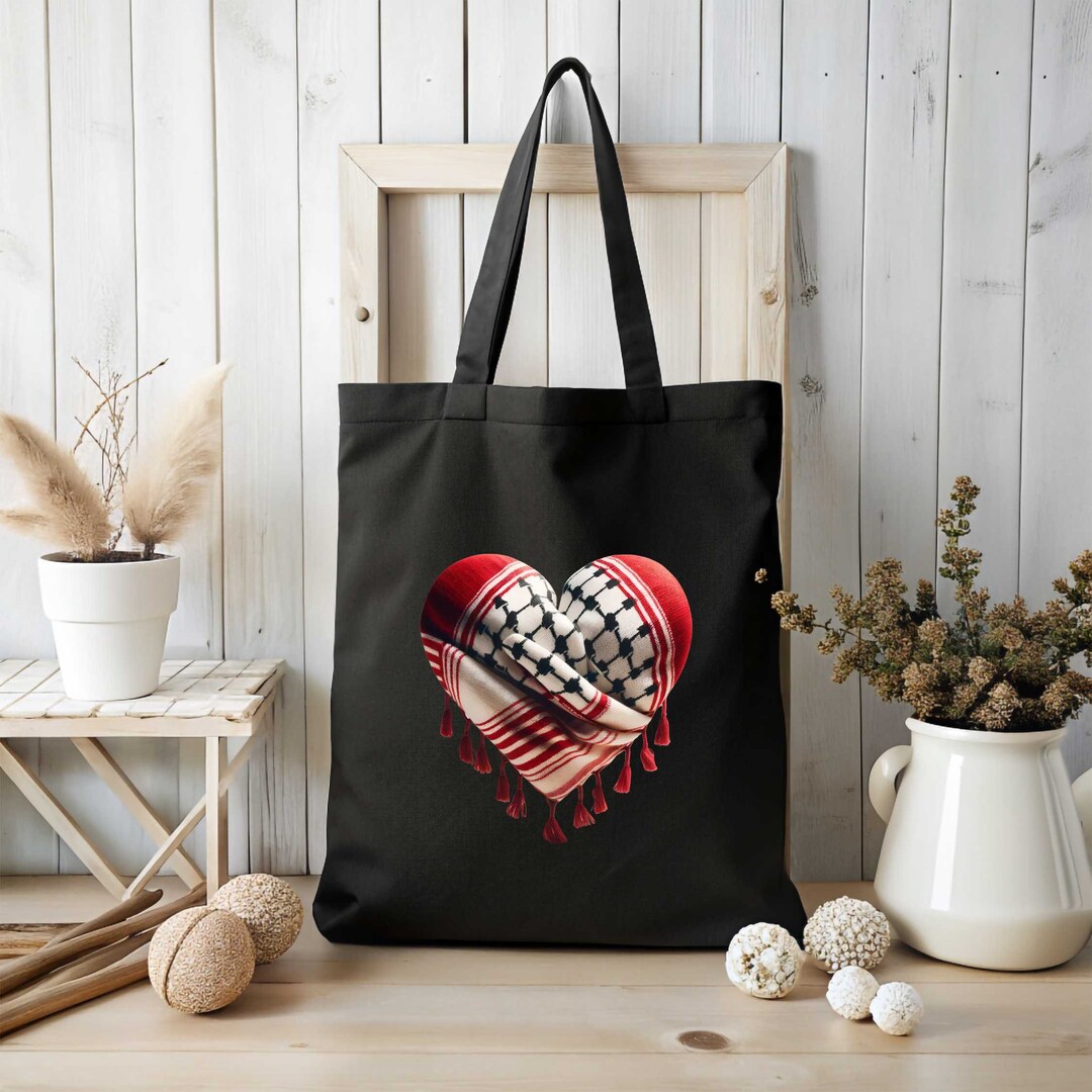 Red Keffiyeh Heart Palestine Support Tote - Etsy