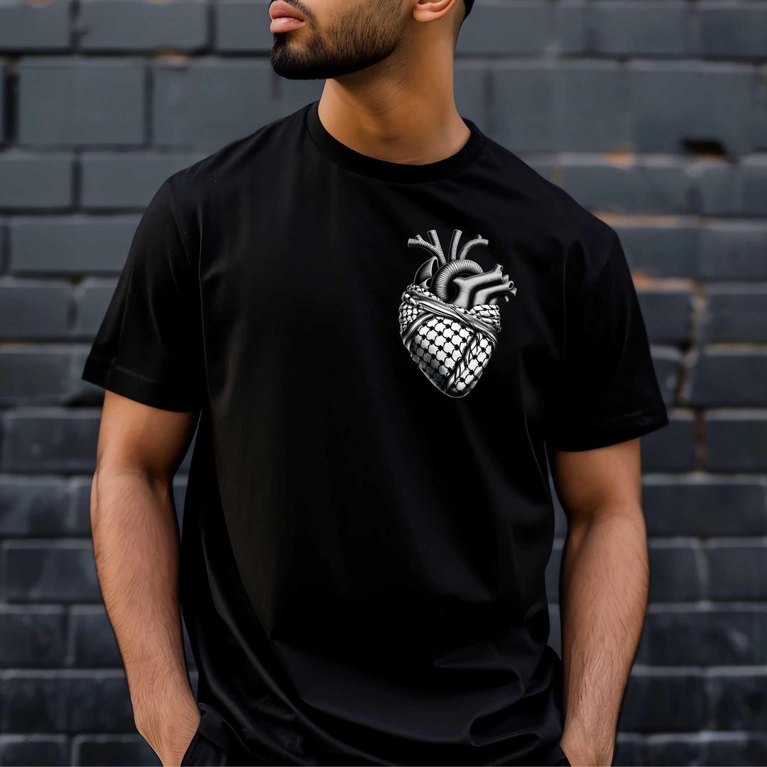 Anatomical Keffiyeh Heart Palestine Tshirt - Etsy