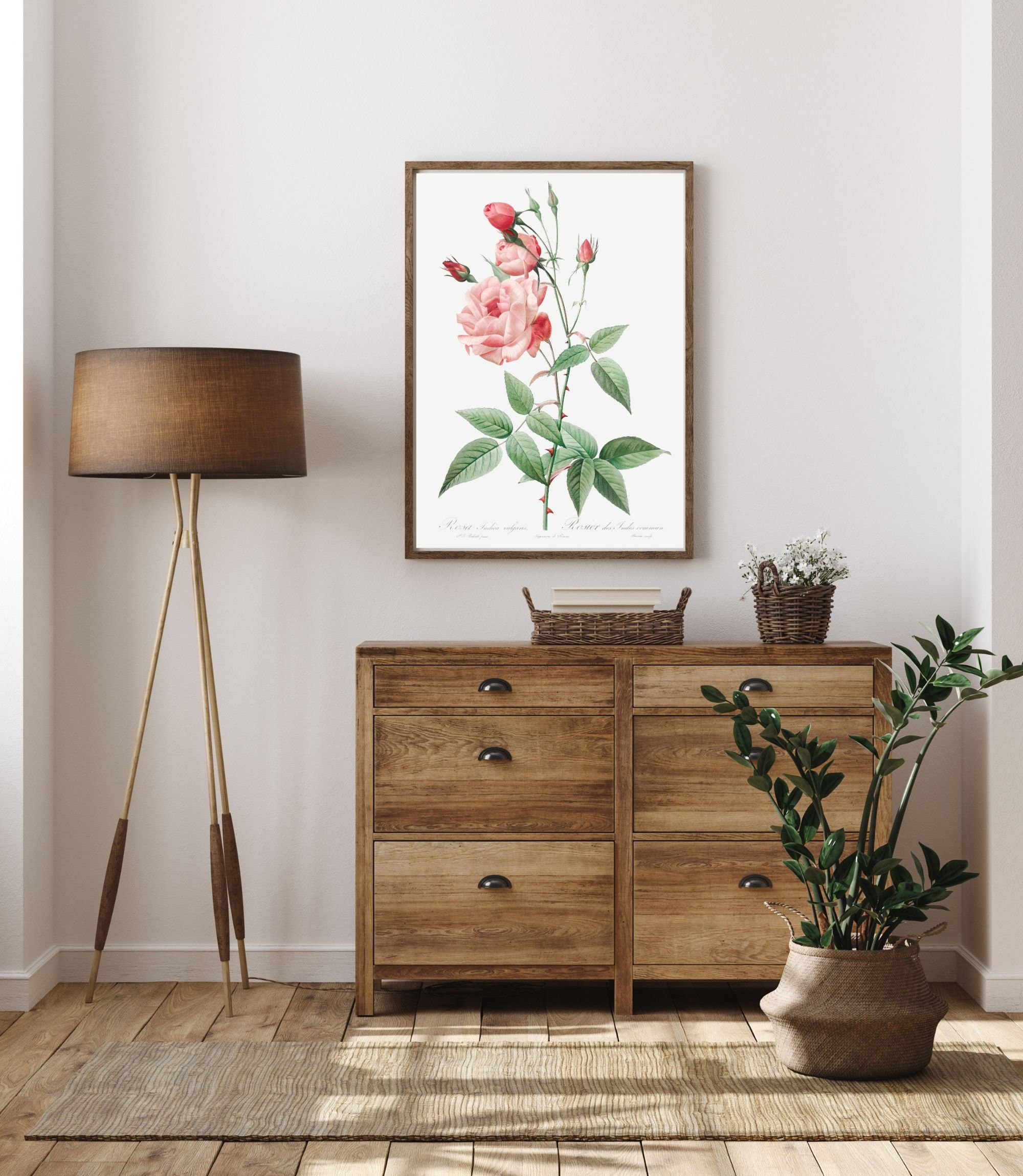 Printable Wall Art, Pink Rose of India Prints, Floral Art Decor ...