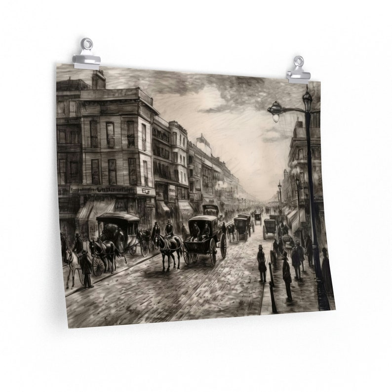 Street Scenes of Old - Printed Poster Art - 1800s City Street Scene in ...