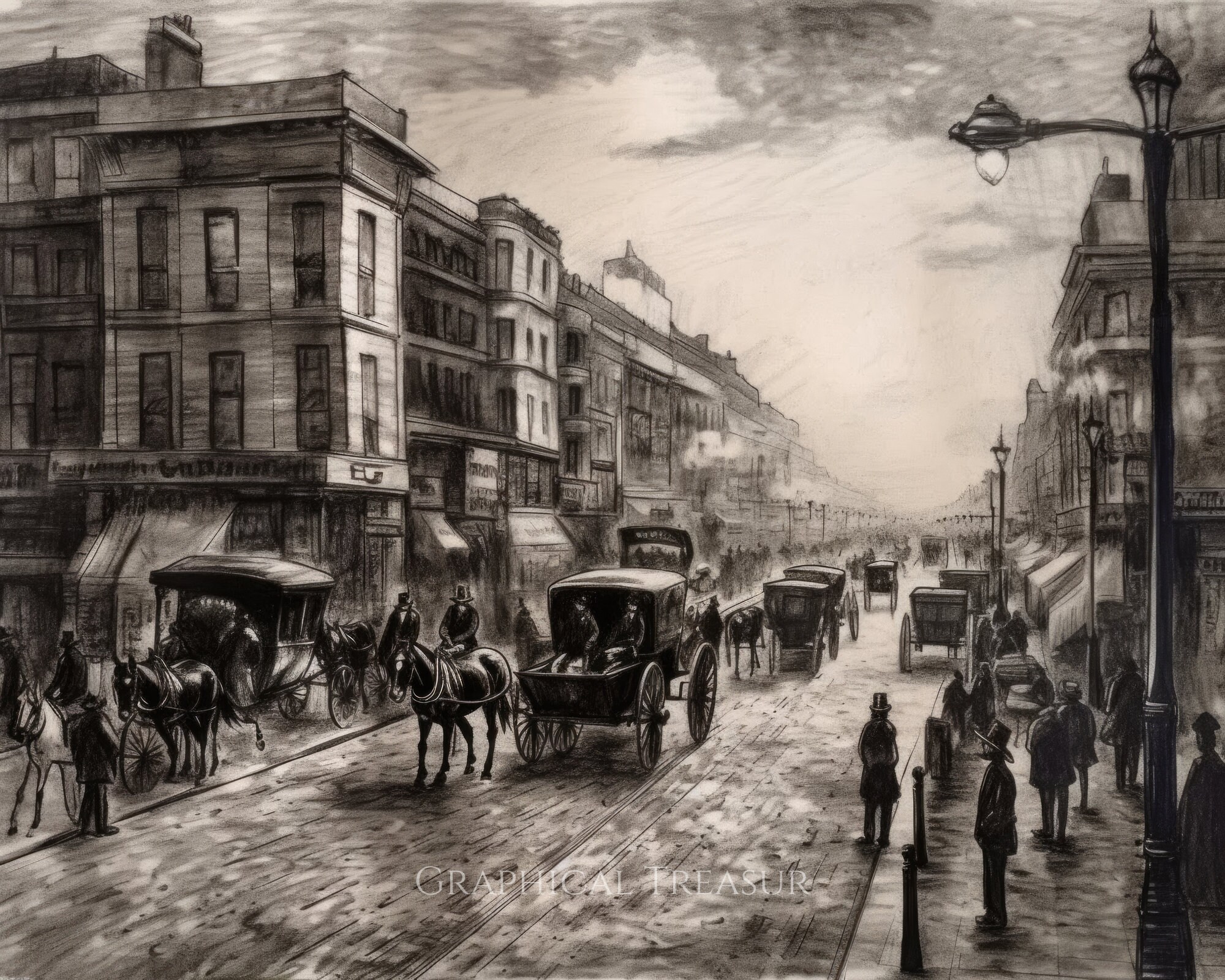 Street Scenes of Old - Digital Download Art - 1800s City Street Scene ...