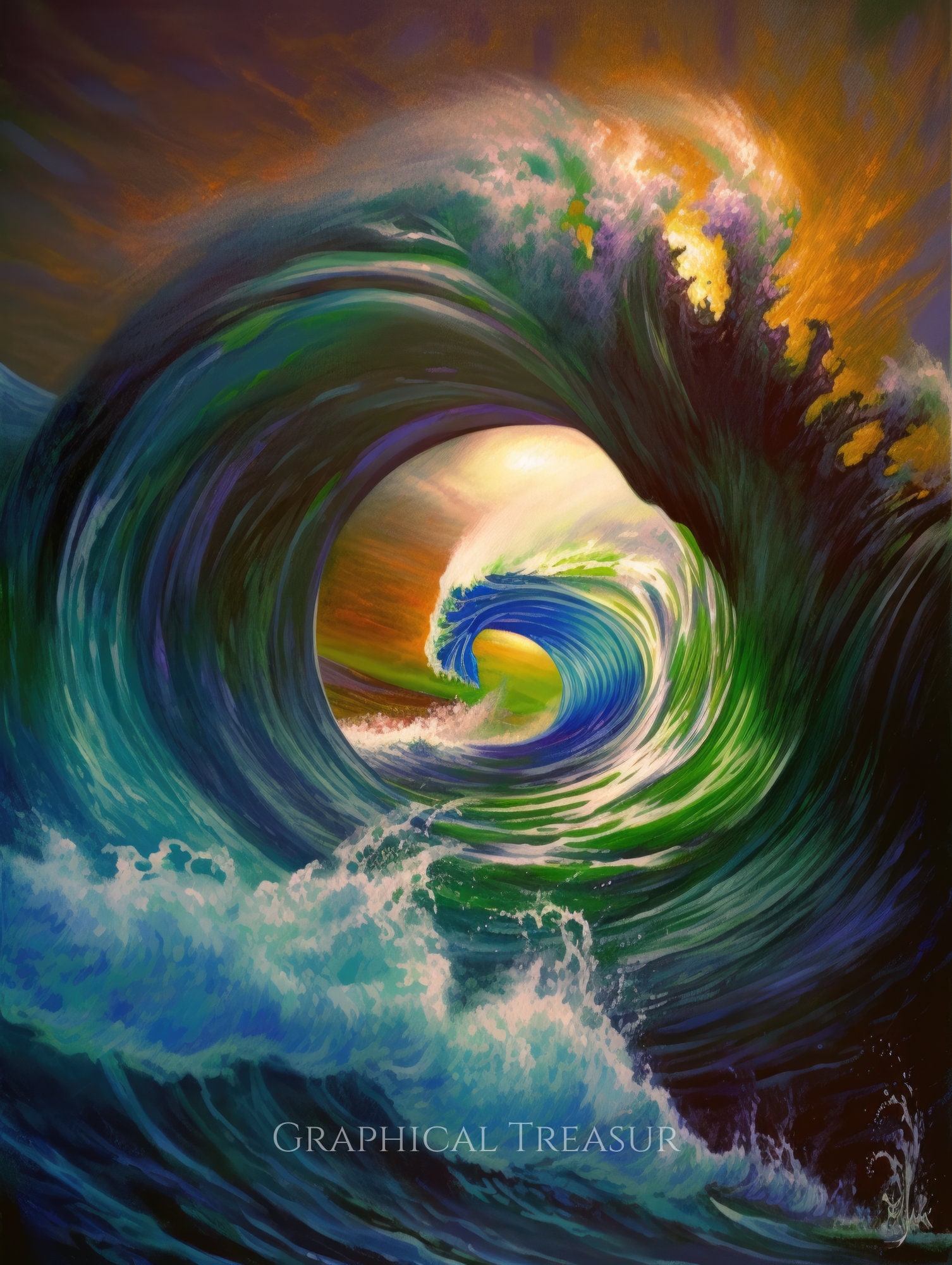 The Infinite Wave - Digital Download Art - Captivating Coastal Wall Art ...