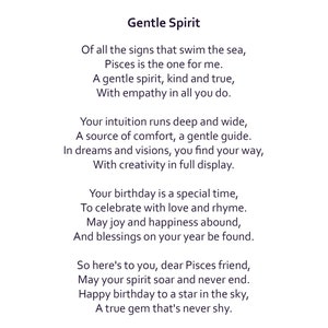 Gentle Spirit Pisces Poem & Digital Art Work Gift to a Lover Letter A4 ...