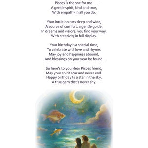 Gentle Spirit Pisces Poem & Digital Art Work Gift to a Lover Letter A4 ...