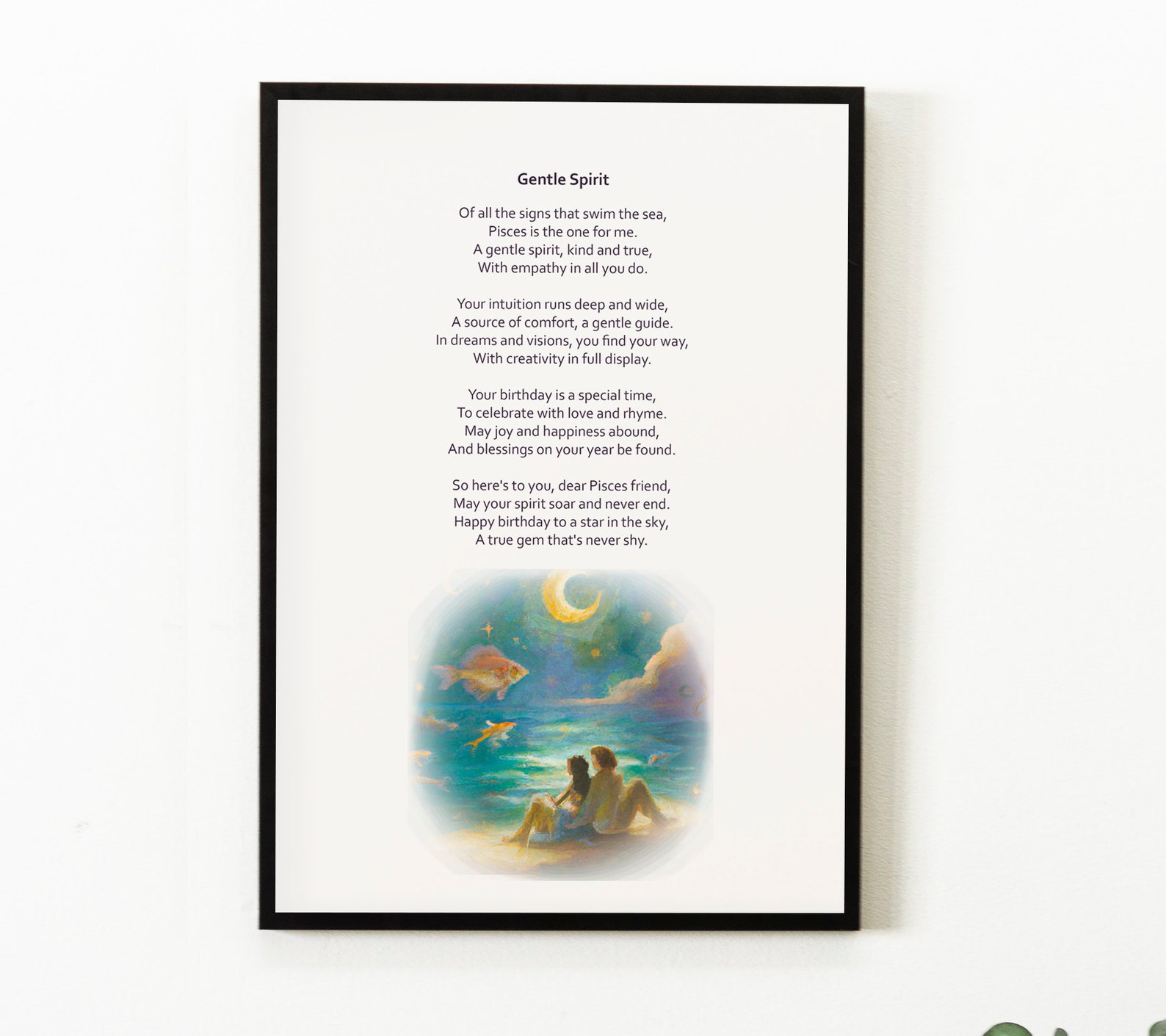 Gentle Spirit Pisces Poem & Digital Art Work Gift to a Lover Letter A4 ...