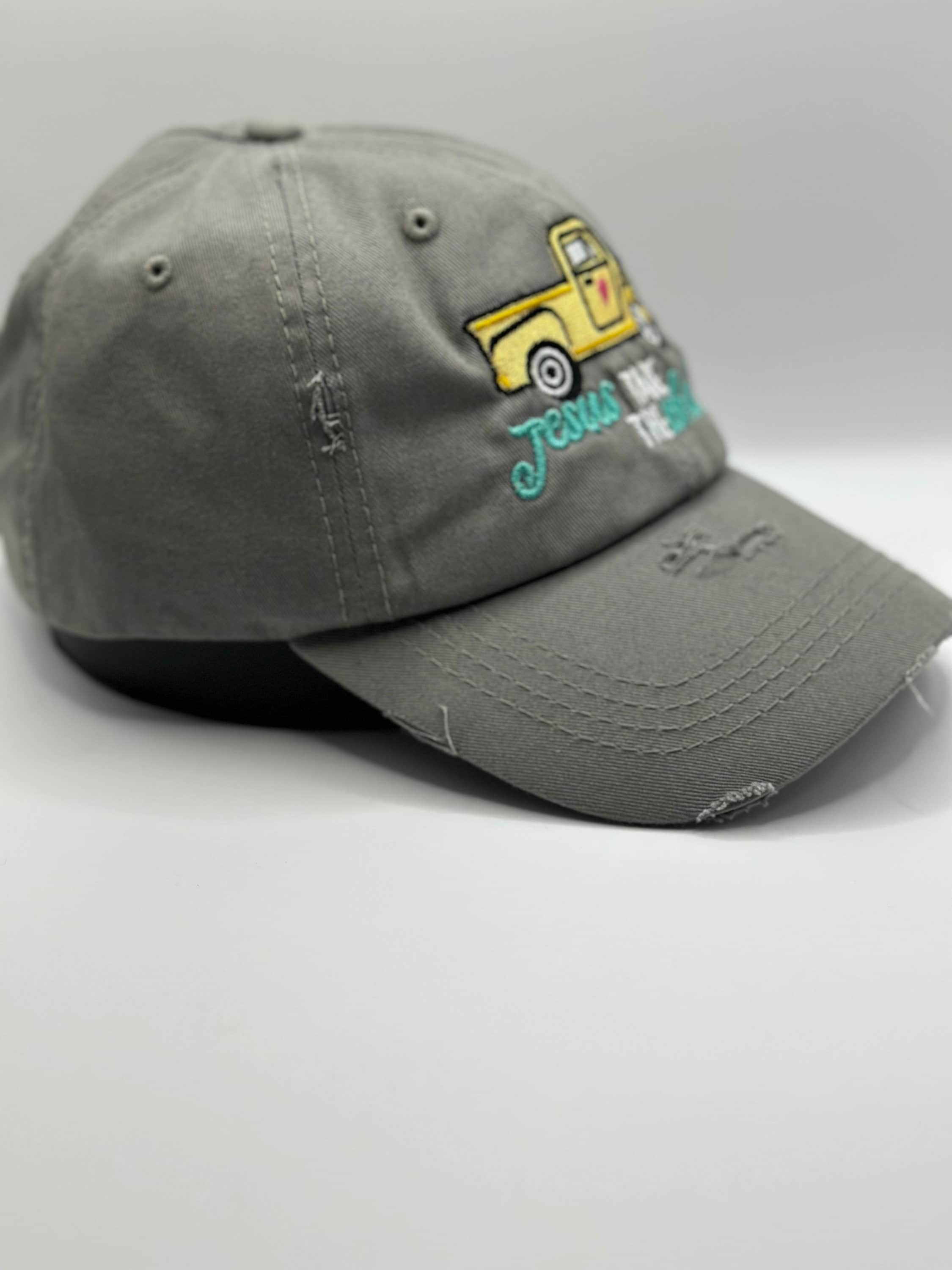 Jesus Take the Wheel Ponytail Distressed Cap Christian Ball Cap Jesus ...