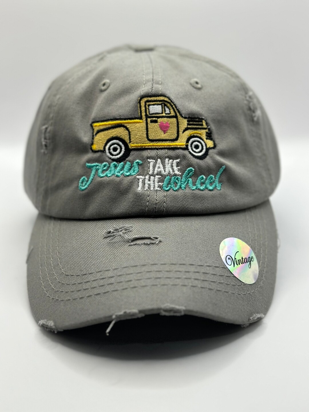 Jesus Take the Wheel Ponytail Distressed Cap Christian Ball Cap Jesus ...