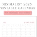 Editable Calendar Templates, Pink Minimalist Printable Calendar, 2023 ...