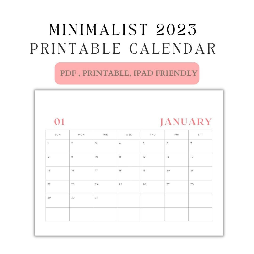 Editable Calendar Templates, Pink Minimalist Printable Calendar, 2023 ...