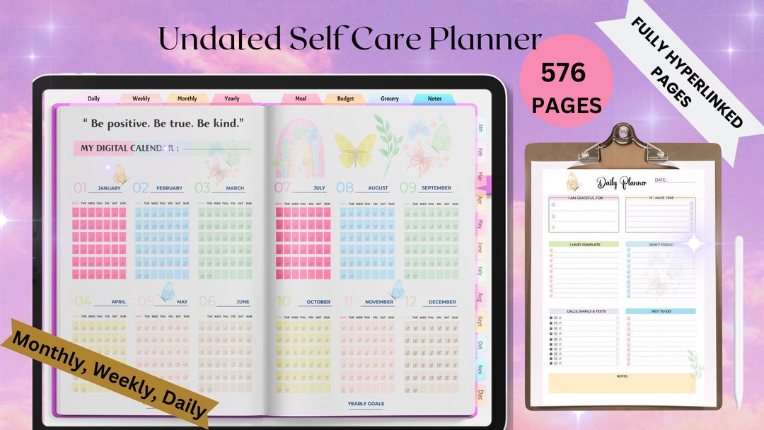 Undated Planner, Digital Planner, Cute Notebook Planner, Aesthetic ...