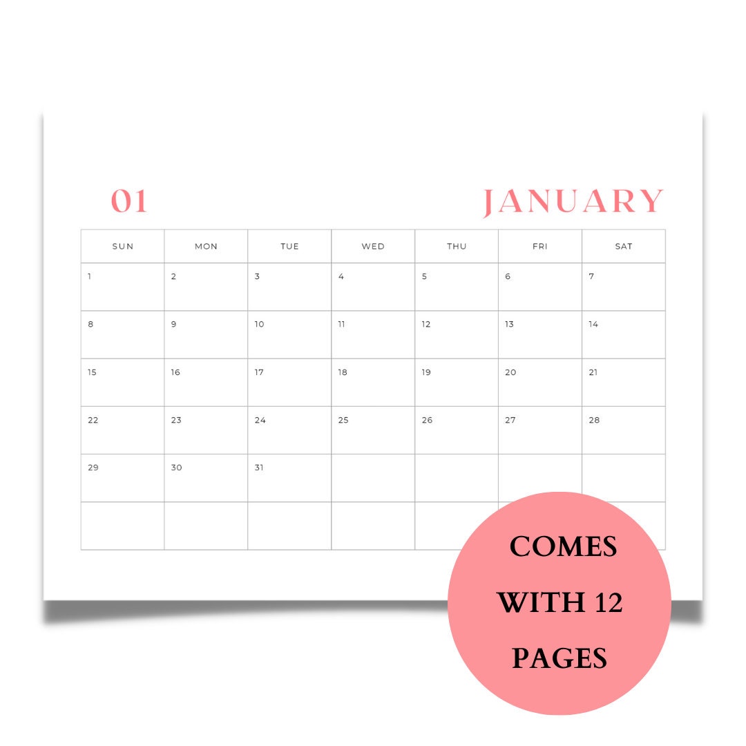 Editable Calendar Templates, Pink Minimalist Printable Calendar, 2023 ...