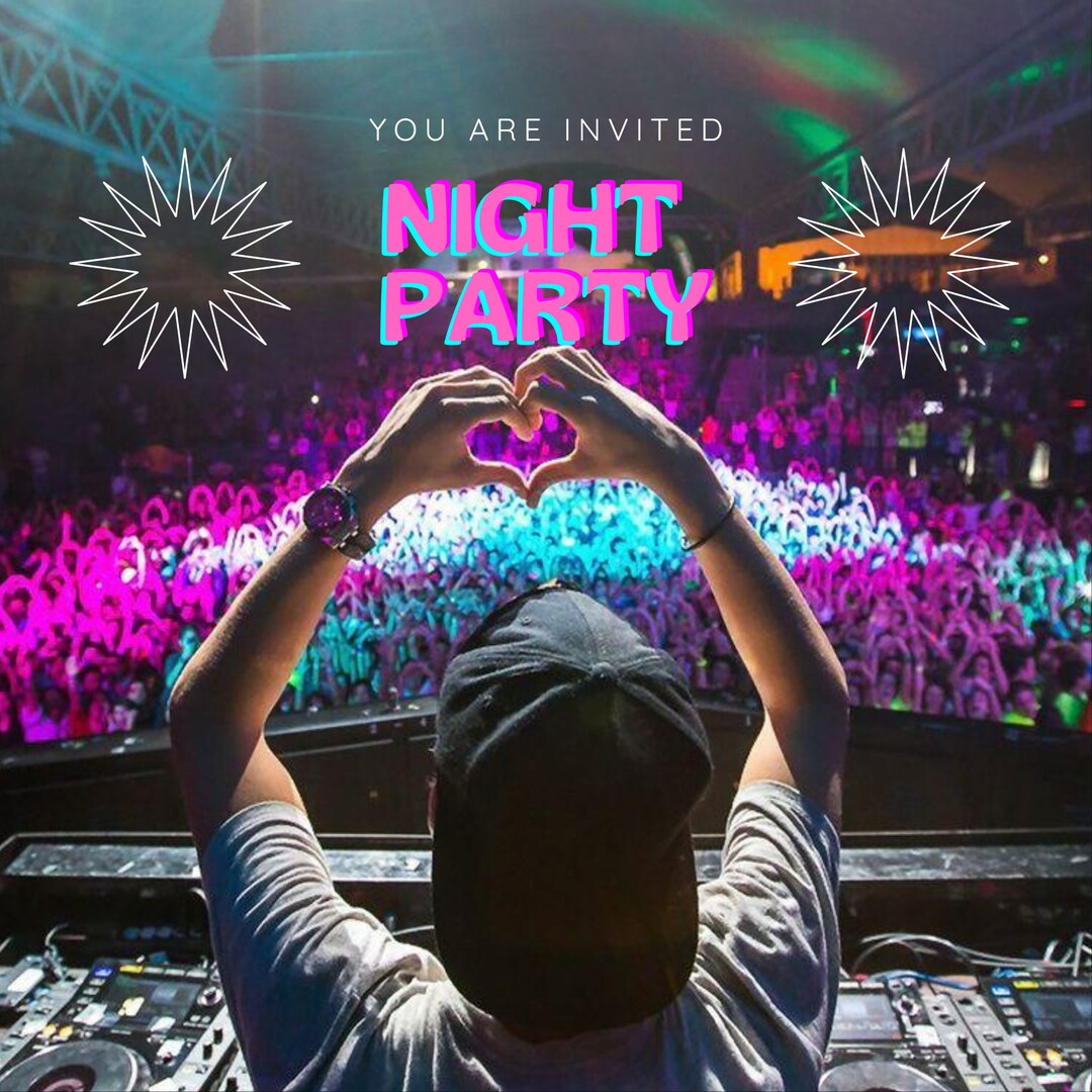 Printable Dj Party Invitation Card - Etsy