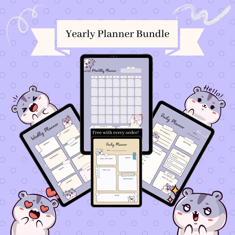 Cute Daily Planner, Cute Printable Planner, Yearly Printable Planner ...