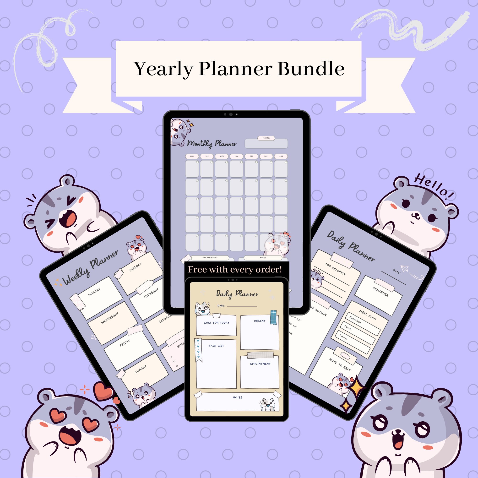 Cute Daily Planner, Cute Printable Planner, Yearly Printable Planner ...