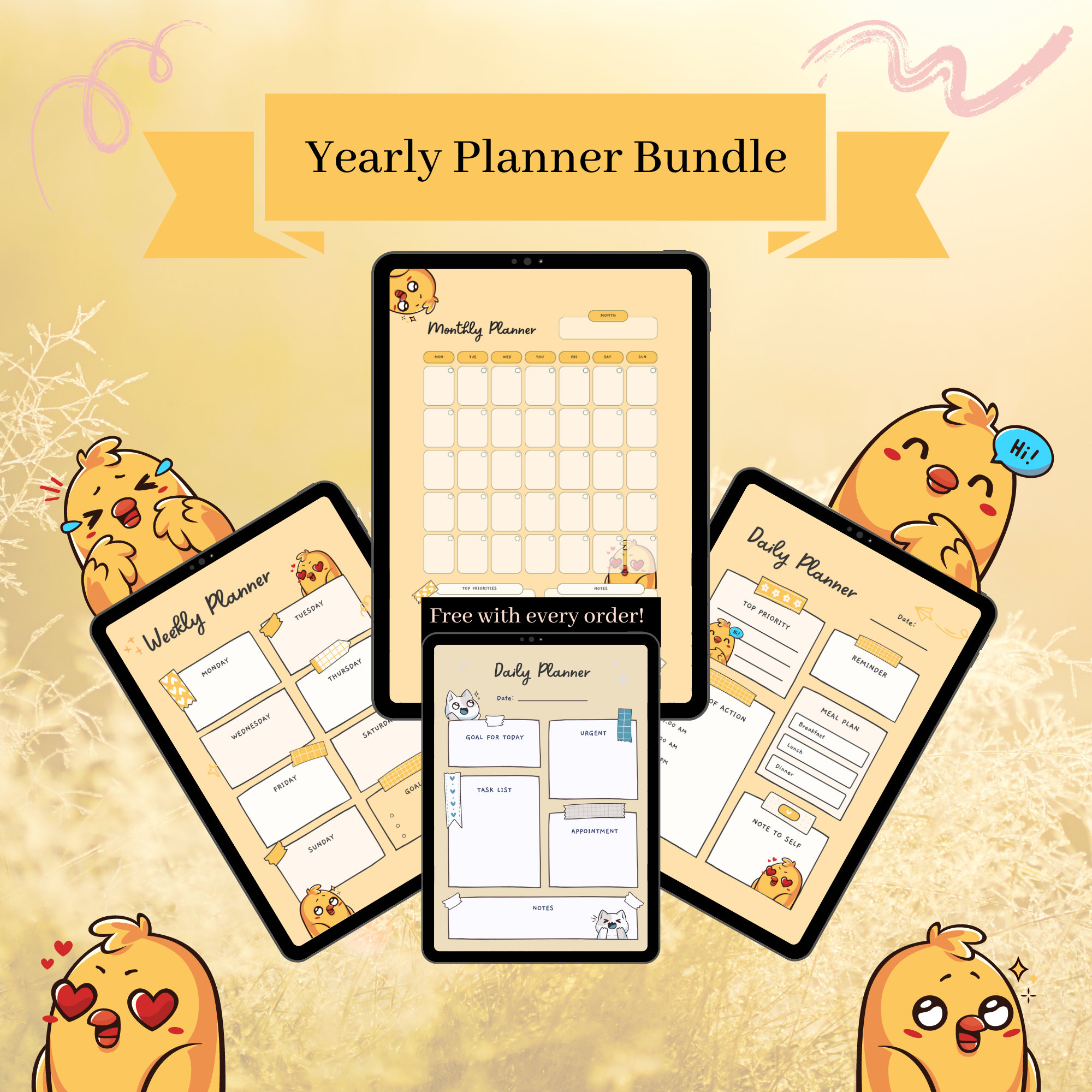 Cute Daily Planner, Cute Printable Planner, Yearly Printable Planner ...