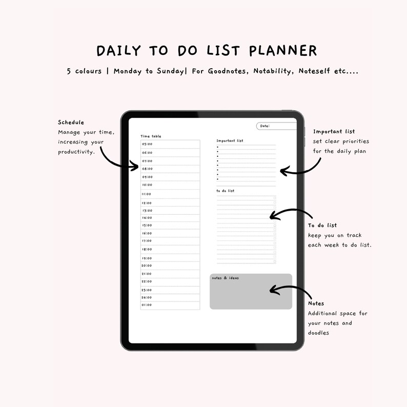 Digital Notes, Digital Notes, Digital to Do List Goodnotes Template ...
