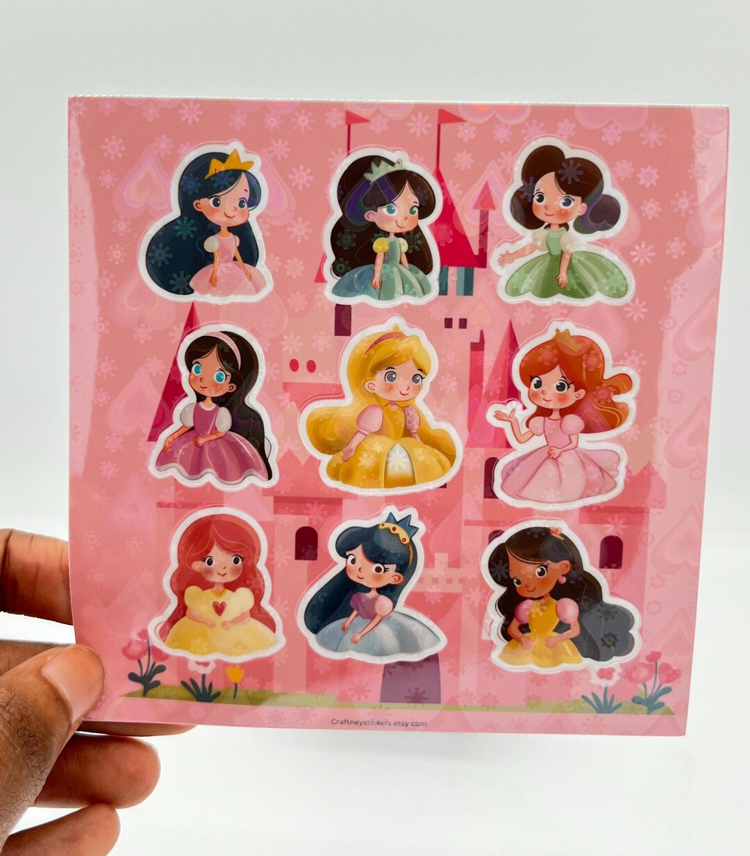 PRINCESS STICKER SHEET (glossy Vinyl, Waterproof, Holographic, 9 per ...