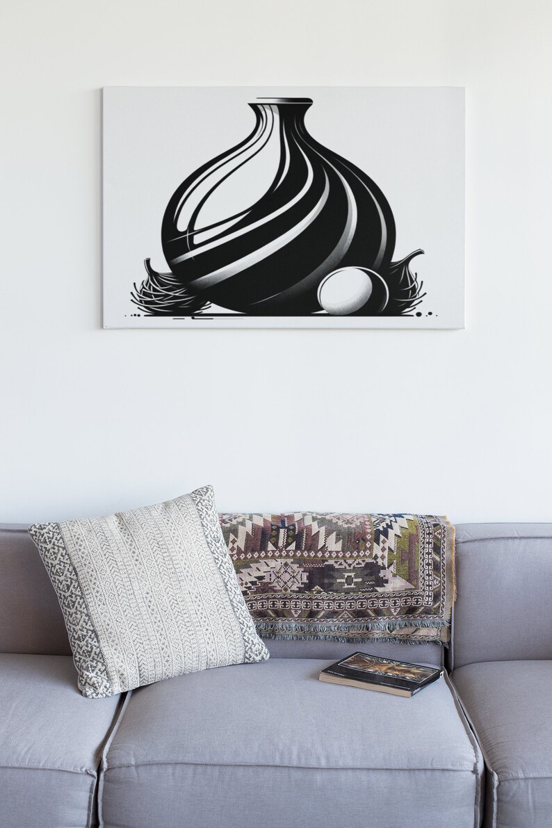 Aesthetic Modern Abstract Black and White Calabash Illustration With ...