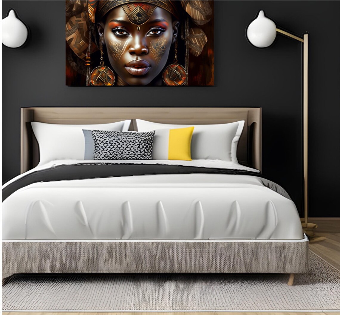 African Woman Wall Art, Black Woman in Royal Attire Digital Wall Art, Black Girl Wall Art, Black ...