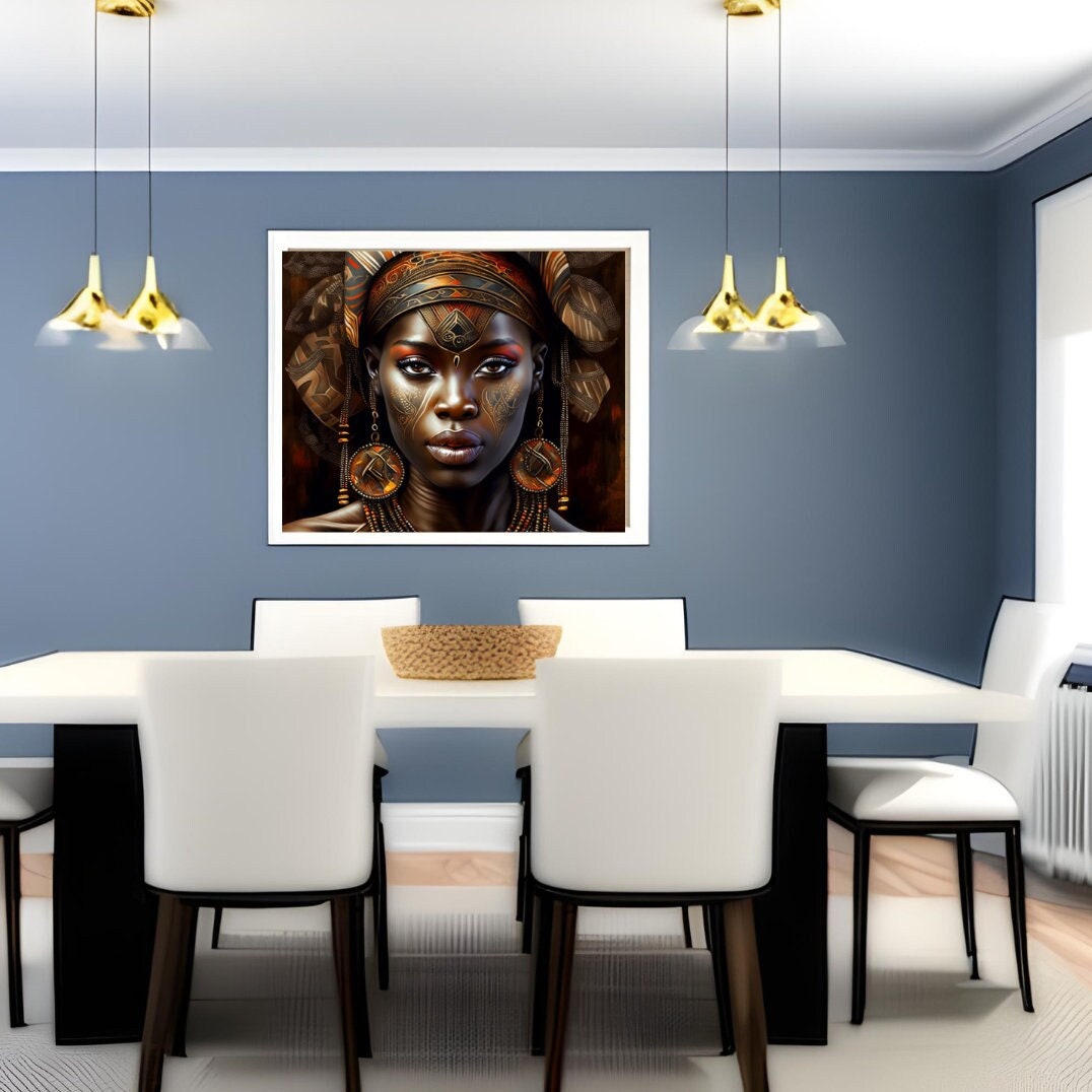 African Woman Wall Art Black Woman In Royal Attire Digital Wall Art