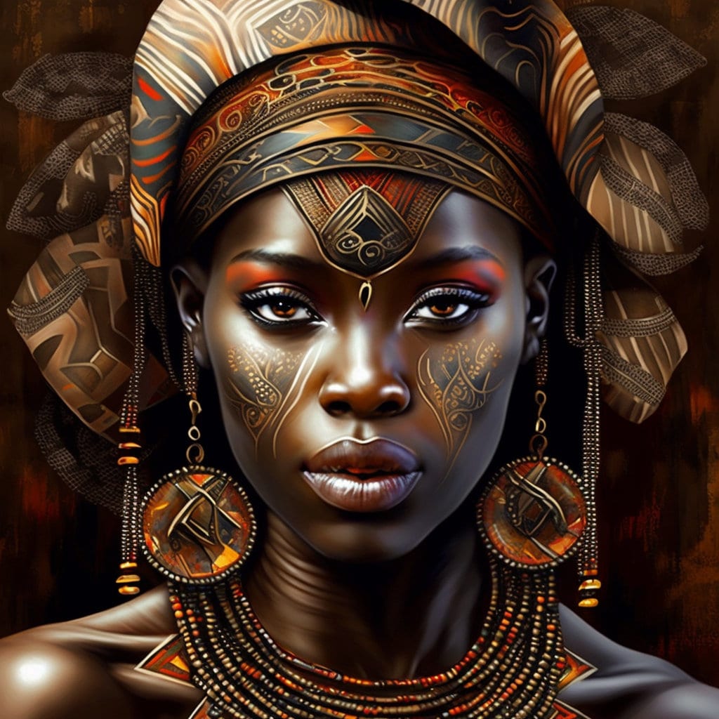 African Woman Wall Art, Black Woman in Royal Attire Digital Wall Art, Black Girl Wall Art, Black ...