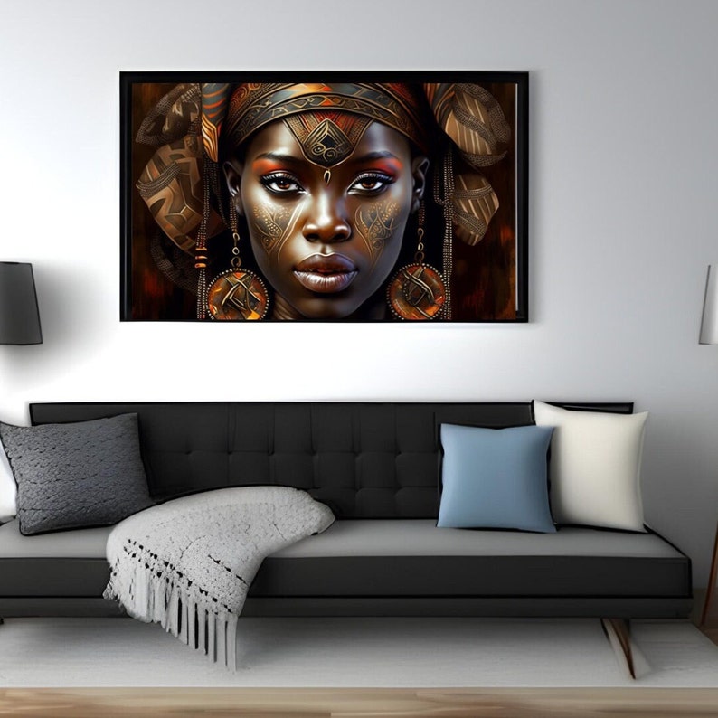 African Woman Wall Art, Black Woman in Royal Attire Digital Wall Art, Black Girl Wall Art, Black ...