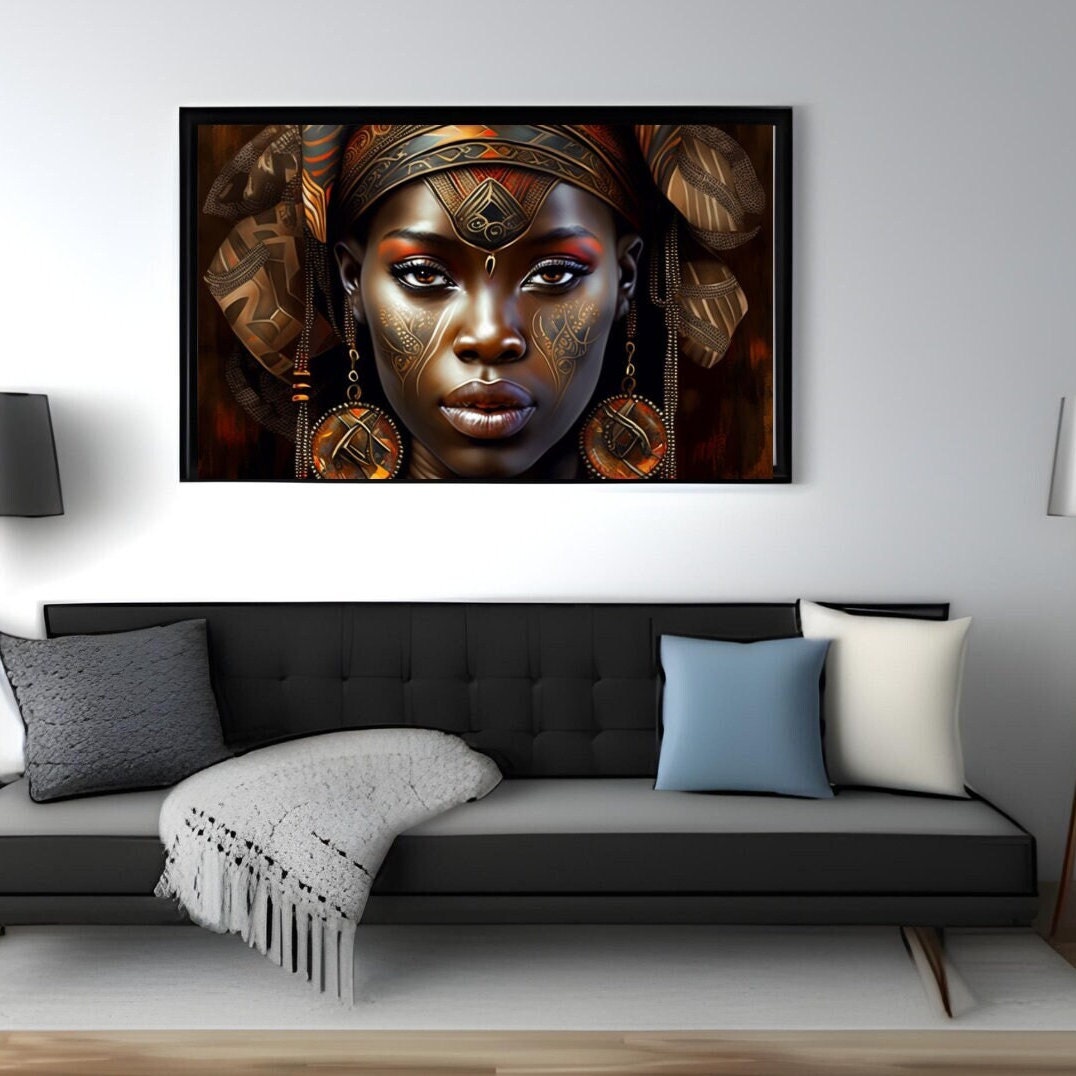 African Woman Wall Art Black Woman In Royal Attire Digital Wall Art