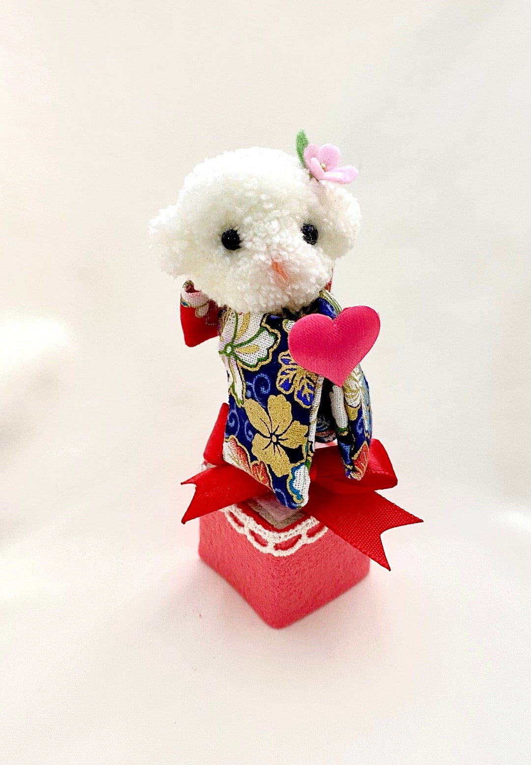 Pom Pom White Poodle Toy, Miniature, Dress up Poodle, Kimono Poodle - Etsy