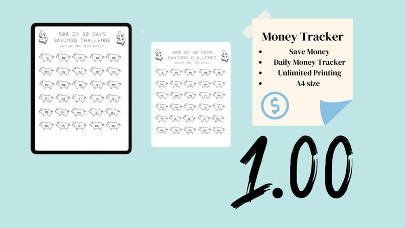 500 Savings Challenge 30 Days - Etsy