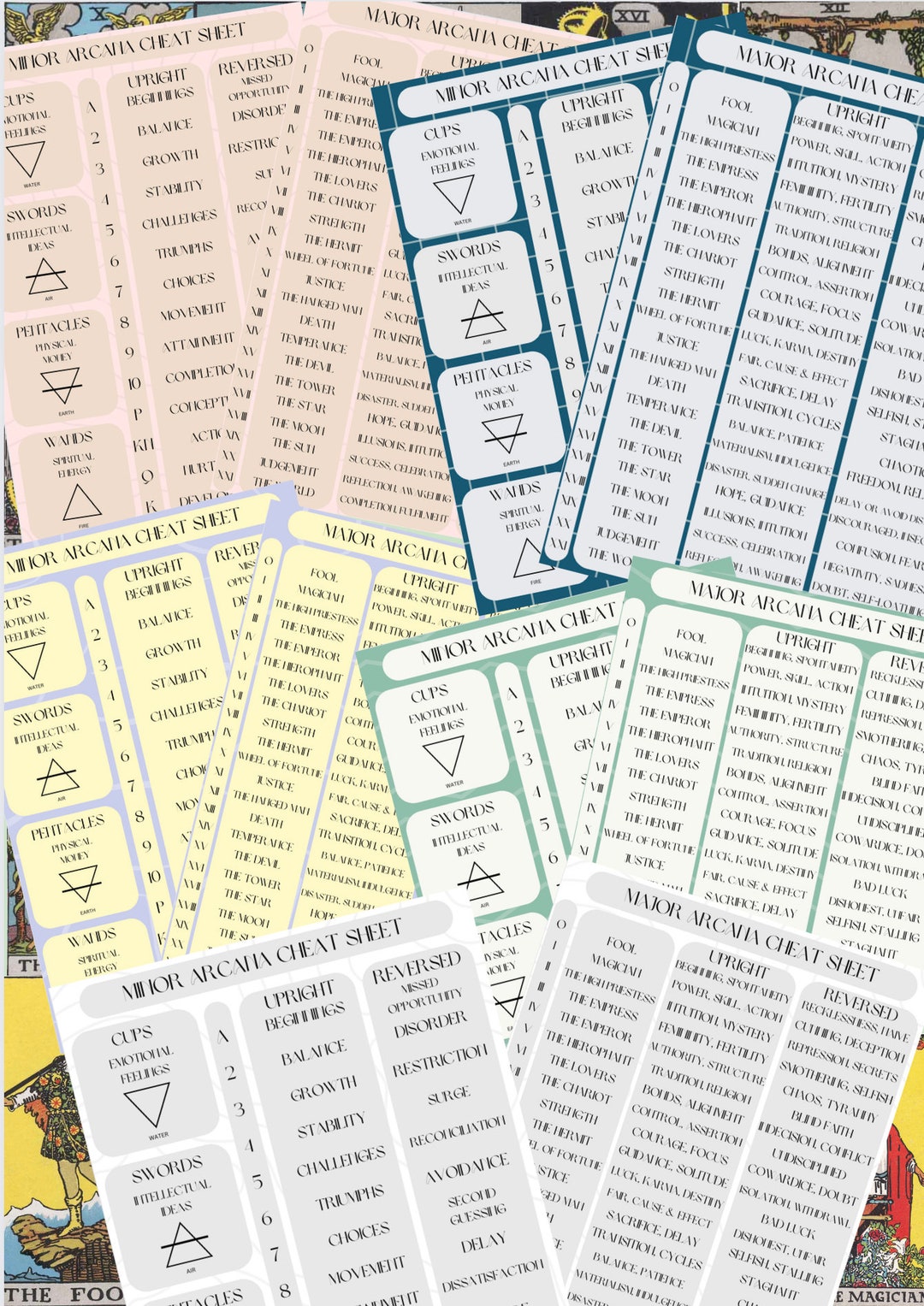 Tarot Card Cheat Sheets Digital Download - Etsy