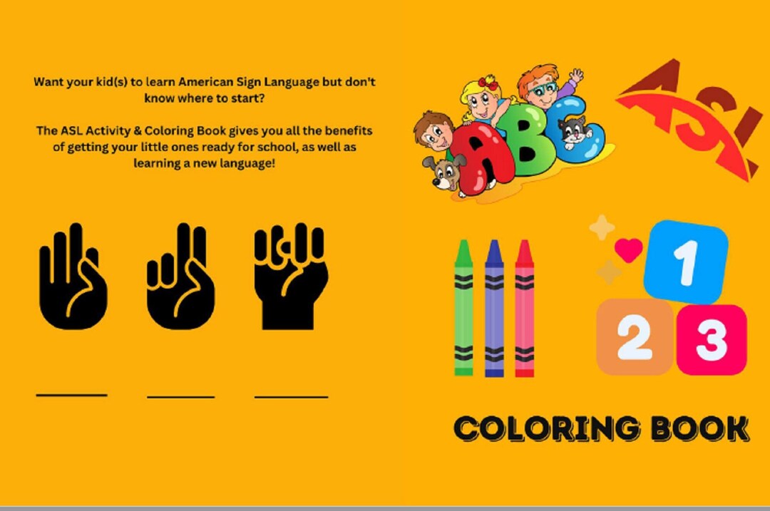 ASL Activity Coloring Book - Etsy
