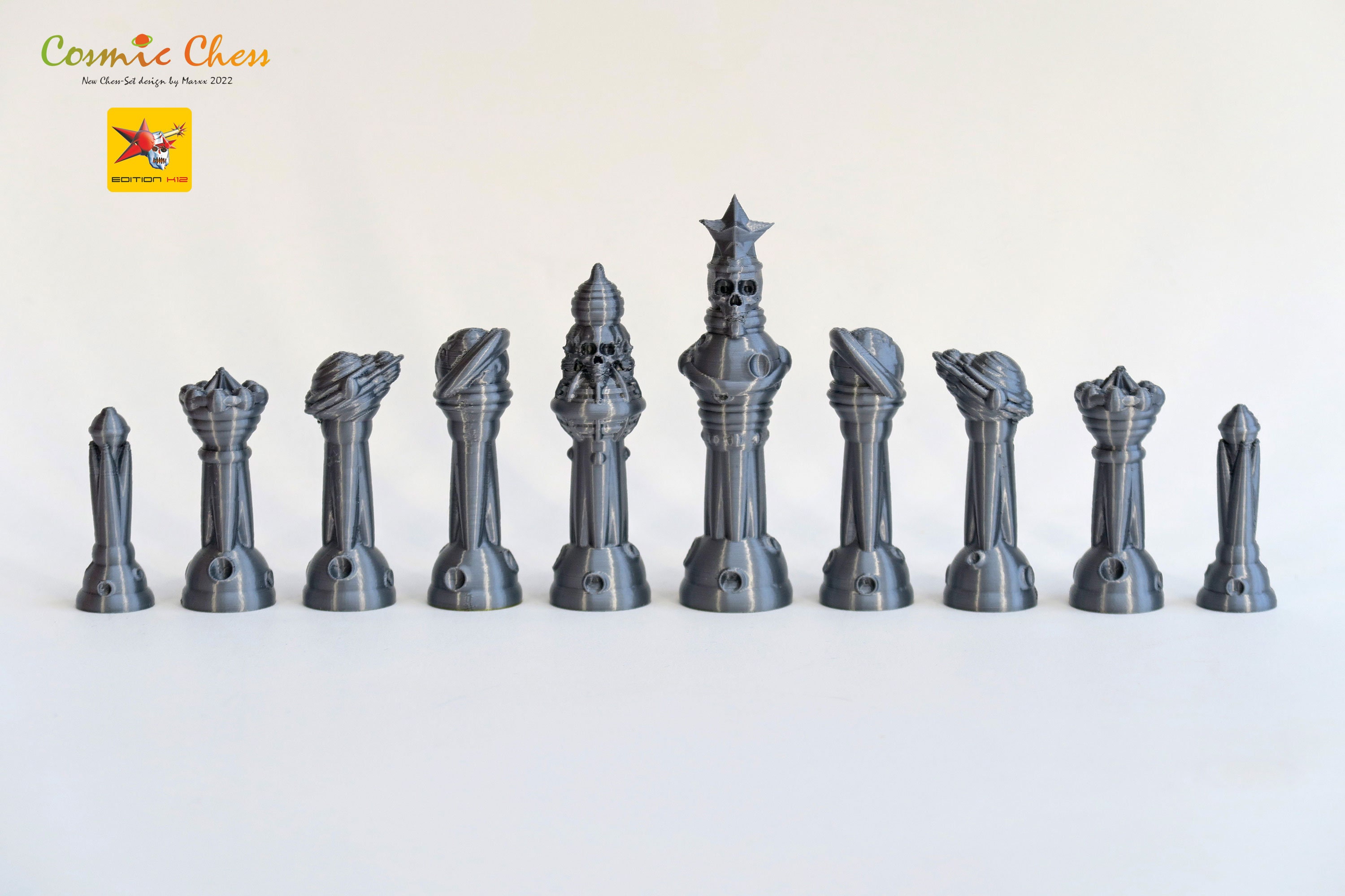 COSMIC CHESS Modern Chess Set Size M, 32 Figures, a Figure Box (planet ...