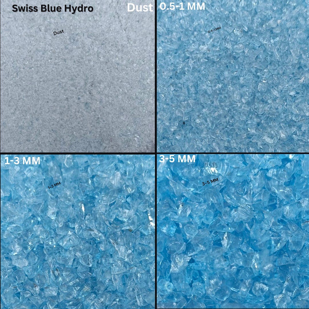Crushed Swiss Blue Hydro Quartz Gemstone Powder All Size Blue Hydro ...