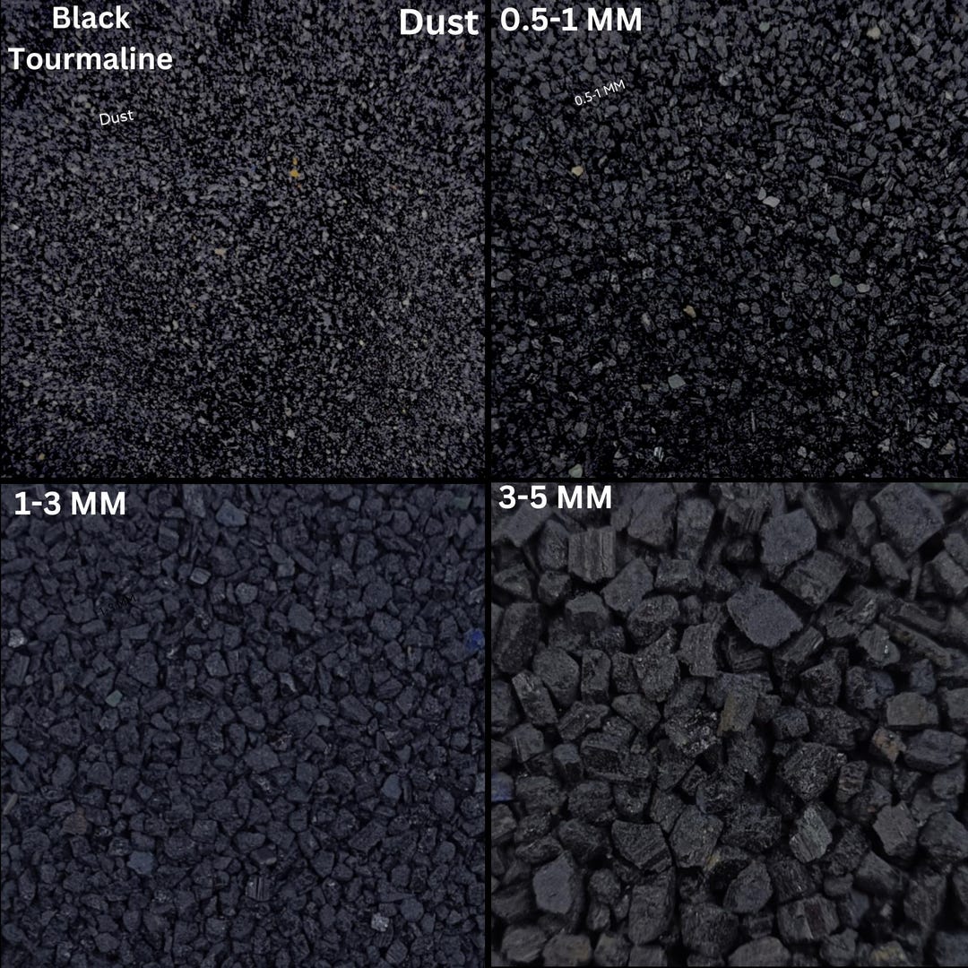 Black Tourmaline Crushed Gemstone Powder All Size Tourmaline Coarse ...