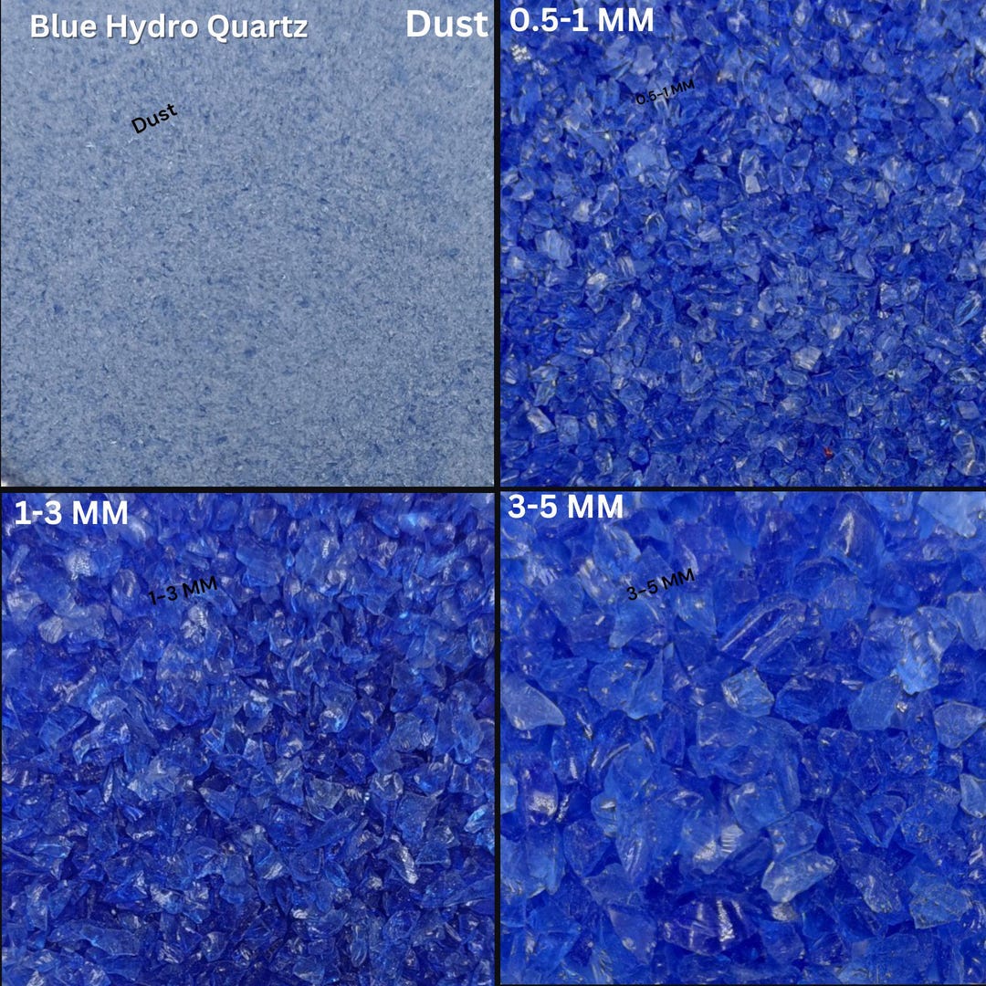 Crushed Blue Hydro Quartz Coarse Gemstone Powder All Size Blue Hydro ...