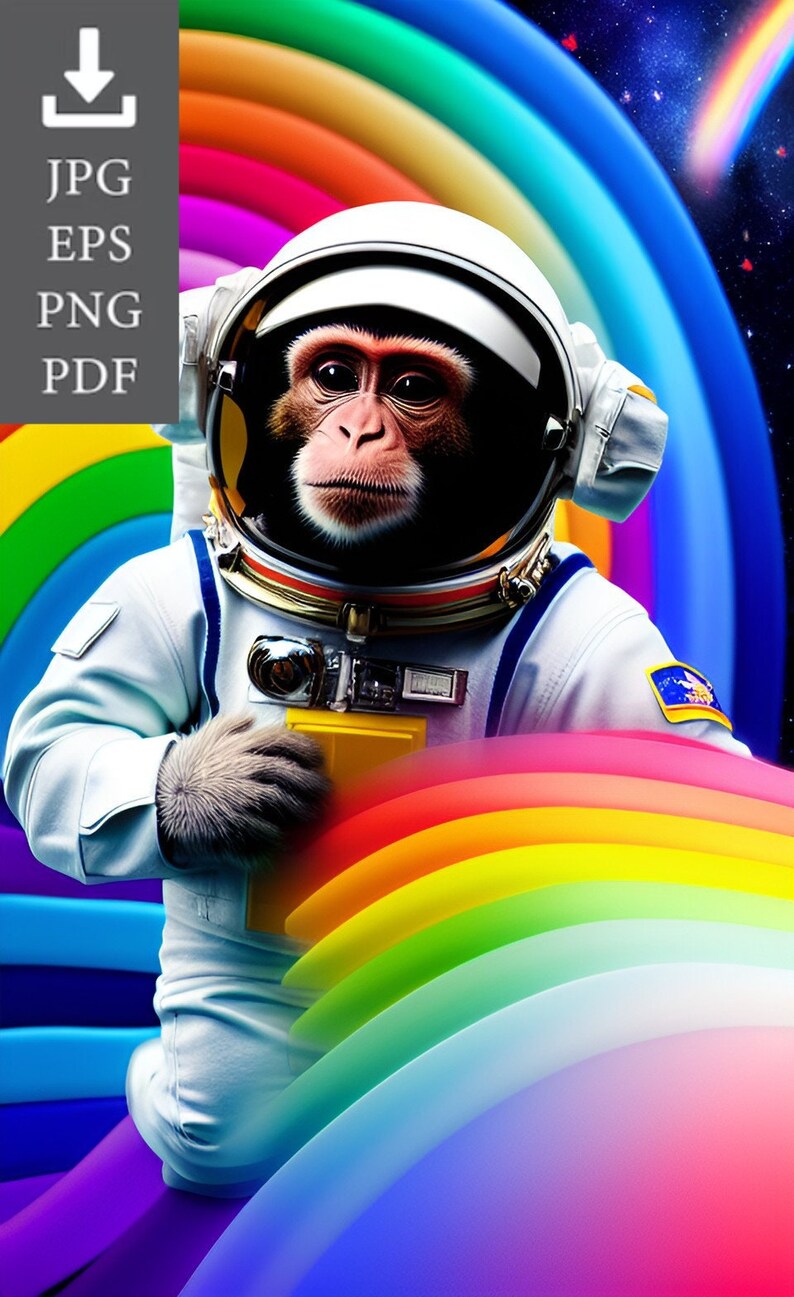 Monkey in Astronaut Suit in Space. Digital Art Illustration. Instant ...