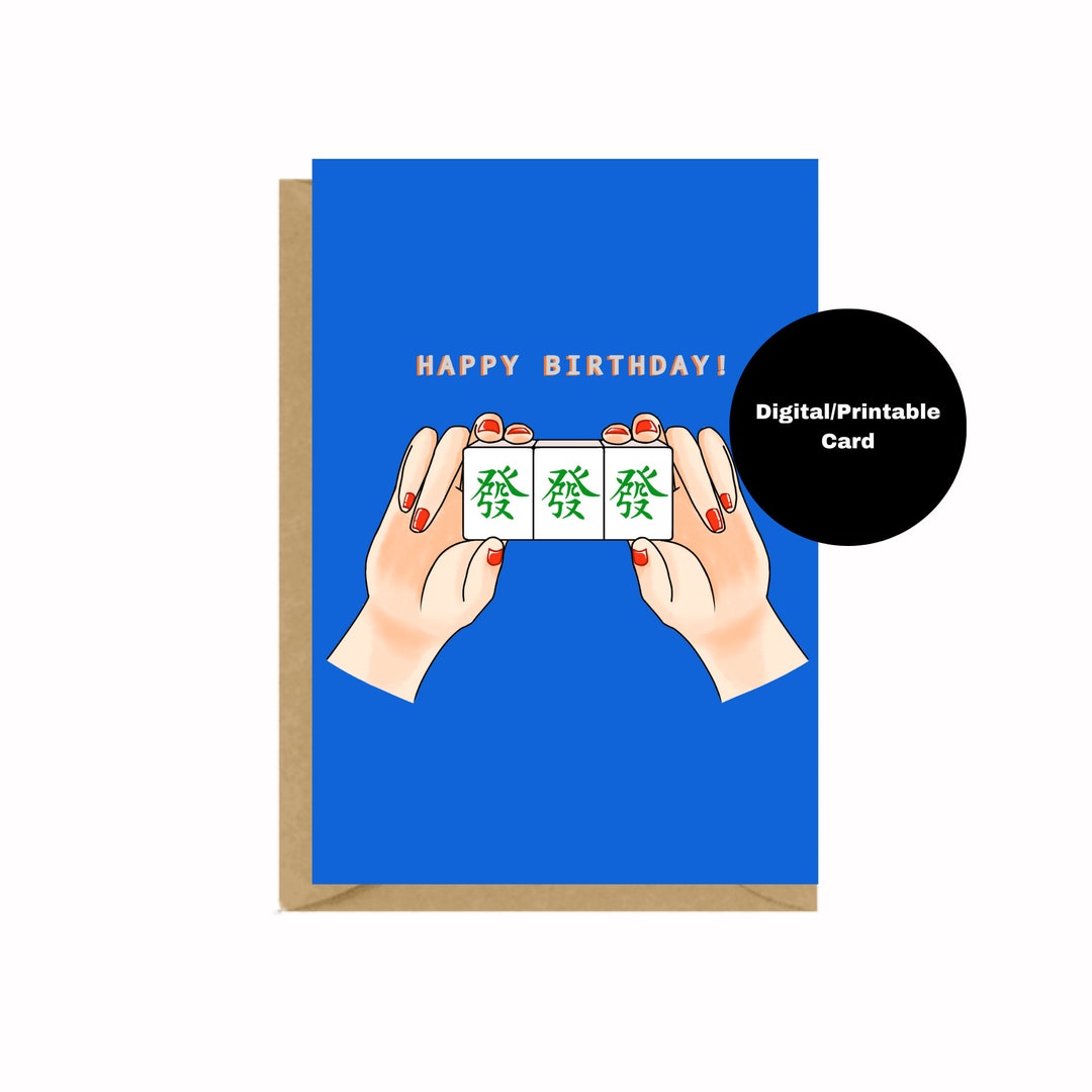 Happy Birthday Mahjong Queen/king Birthday Card Digital and Printable ...