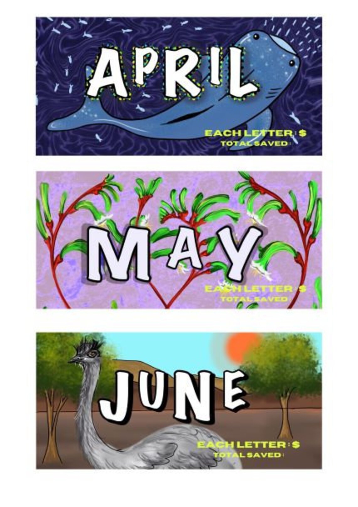 12 Months Australian Themed Saving Challenge - Etsy