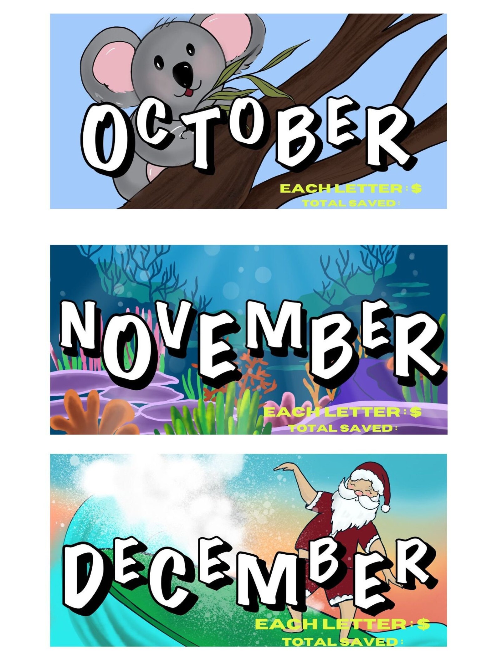 12 Months Australian Themed Saving Challenge - Etsy