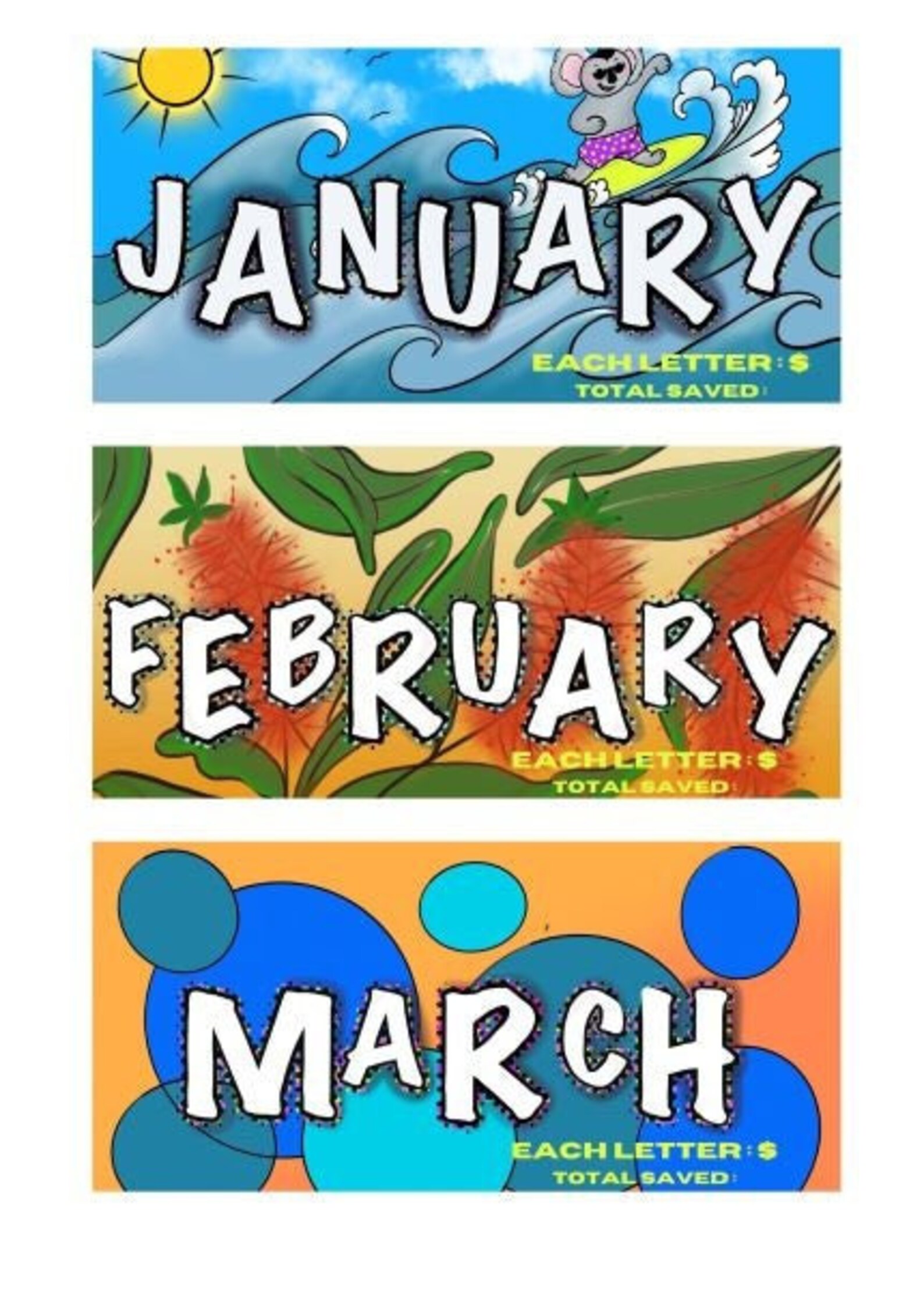 12 Months Australian Themed Saving Challenge - Etsy