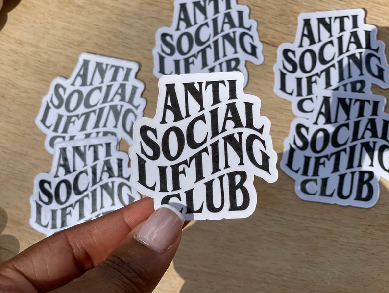 Antisocial Lifting Club Sticker, 2x2 Inches, Gym Sticker, Powerlifter ...