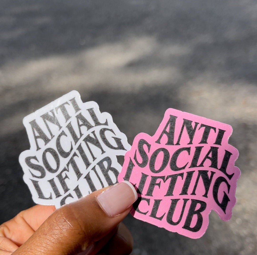 Antisocial Lifting Club Sticker, 2x2 Inches, Gym Sticker, Powerlifter ...