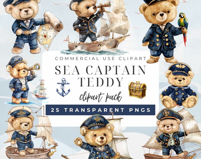 Cute Sailor Teddy Bear Clipart, Nautical Nursery Clipart, Lighthouse ...