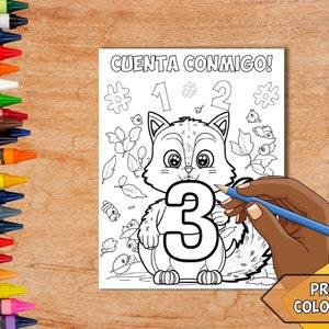 Cuenta Conmigo Spanish Number Coloring Book Preschool Learning Coloring ...